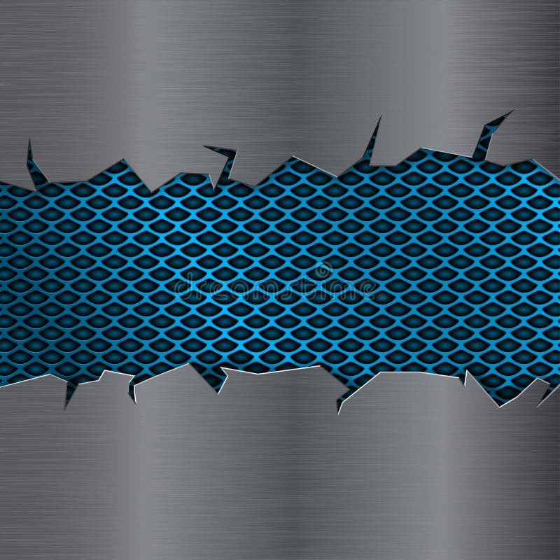 Blue Brushed Metal Texture. Scratched Metallic Surface with Perforation ...