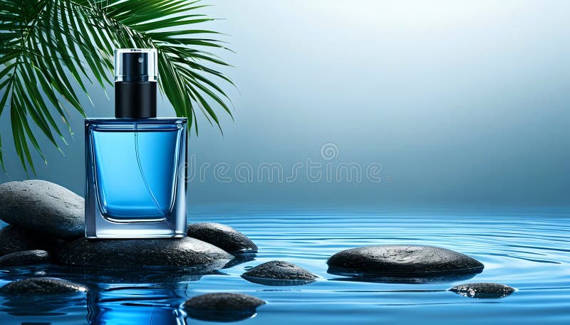 Blue Perfume on a Beautiful Blue Background. Stock Illustration ...