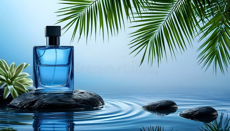 Blue Perfume on a Beautiful Blue Background. Stock Illustration ...