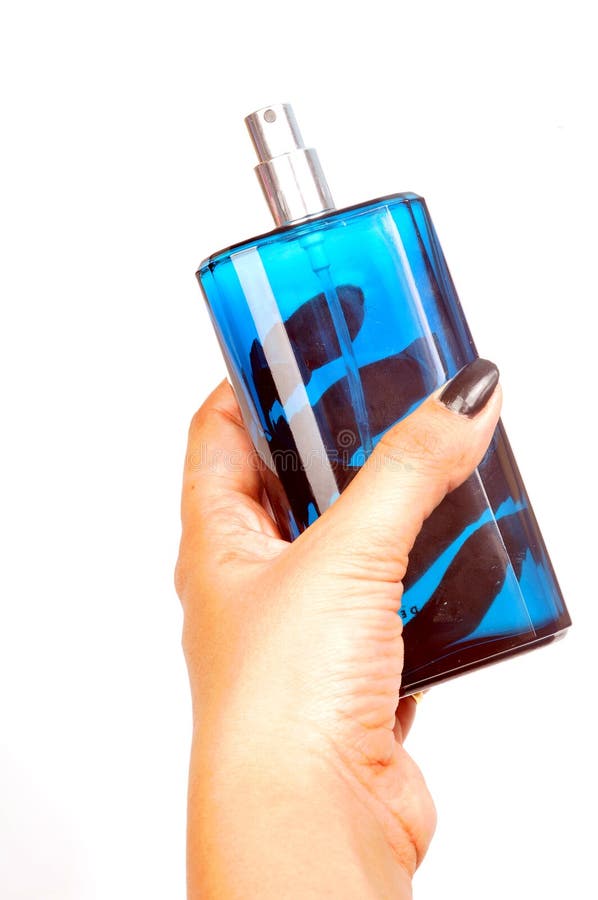 Blue perfume bottle stock image. Image of boutique, bottle - 9665569