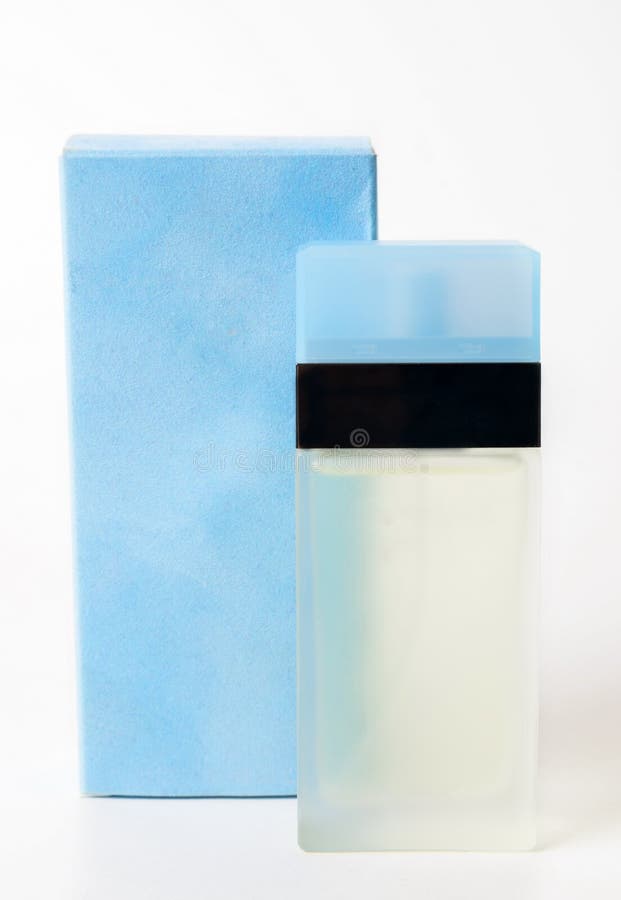 Blue Perfume Bottle Closeup Stock Image - Image of freshness, liquid ...