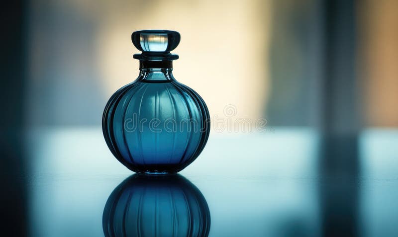 A Blue Perfume Bottle with a Blue Lid Stock Illustration - Illustration ...