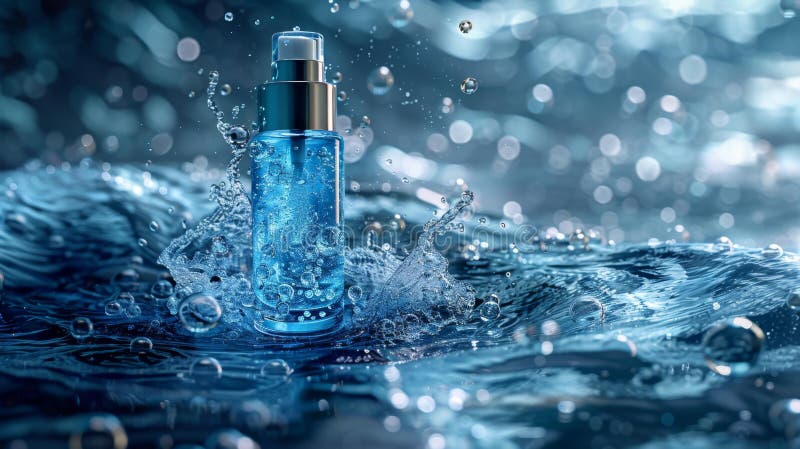 Blue Perfume Bottle Splashing in Water - Generative Ai Stock ...