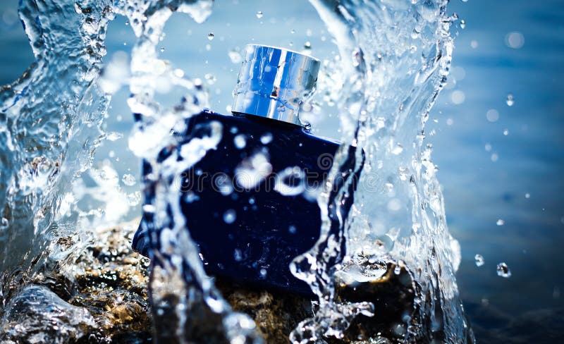 Perfume on blue background stock image. Image of perfume - 132254401