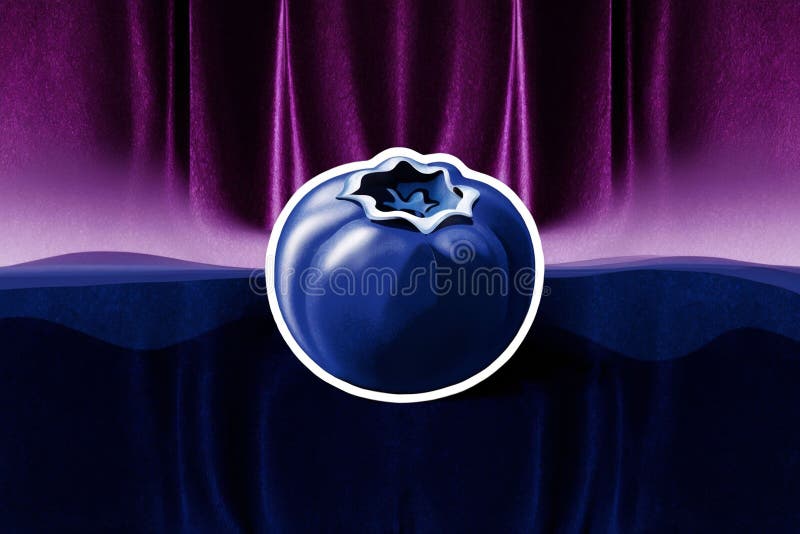 Blue Persimmon on a Velvet Curtain Background Stock Illustration ...