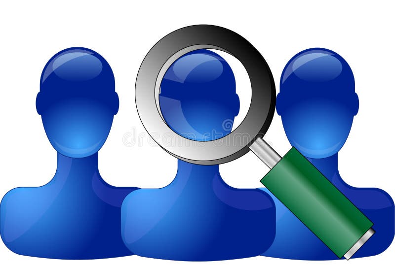 Blue Persons with Magnifying Glass Stock Vector - Illustration of ...