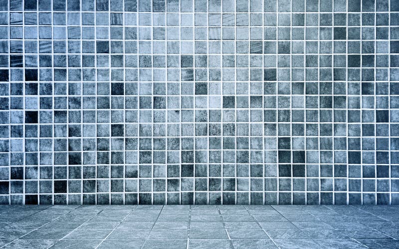 Blue Perspective Room for Advertising. Stamp Concrete Floor with Blue ...