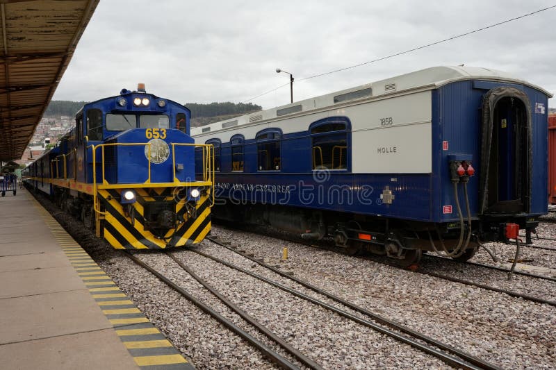 Blue Perurail Train 653 Standing in Cusco Station. Cusco, Peru, October ...