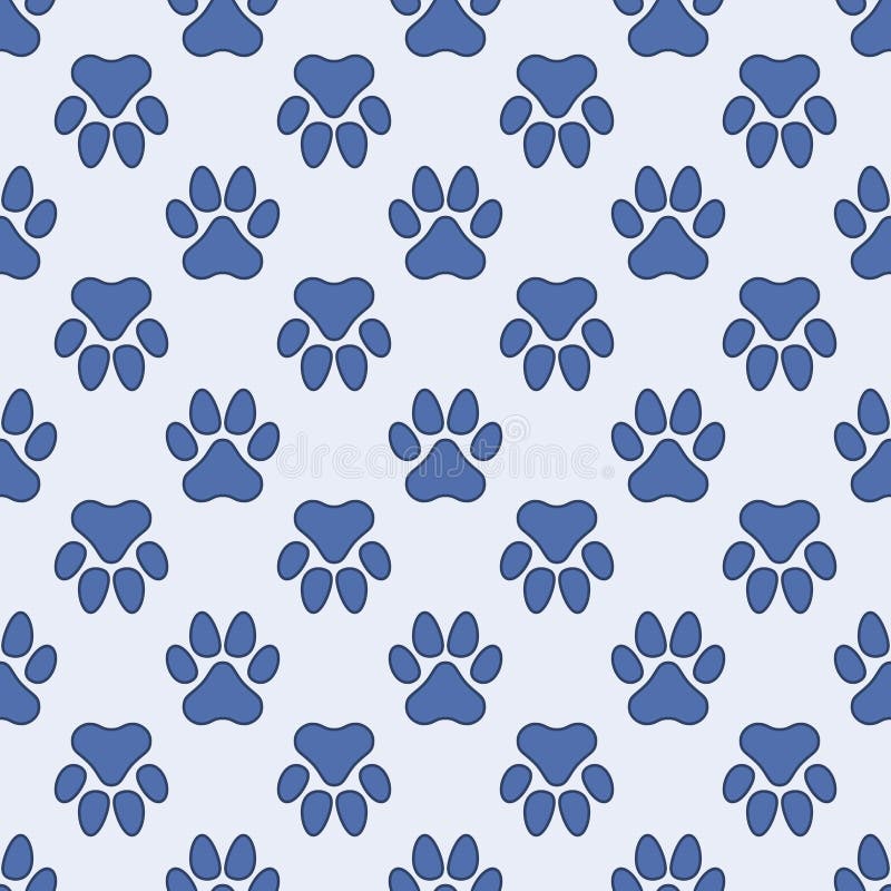 Blue Pet Paw Prints Vector Concept Seamless Pattern Stock Vector ...