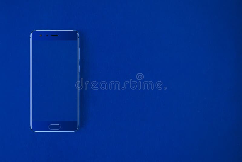 Blue Phone on Blue Background Stock Image - Image of white, electricity ...