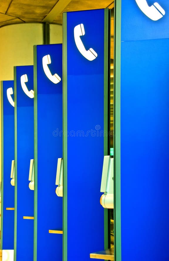 Blue phone booths stock image. Image of connect, information - 11069727