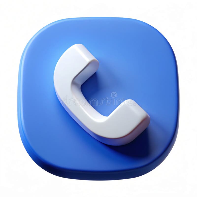 Blue Phone Call Icon with White Handset for Communication and Mobile ...