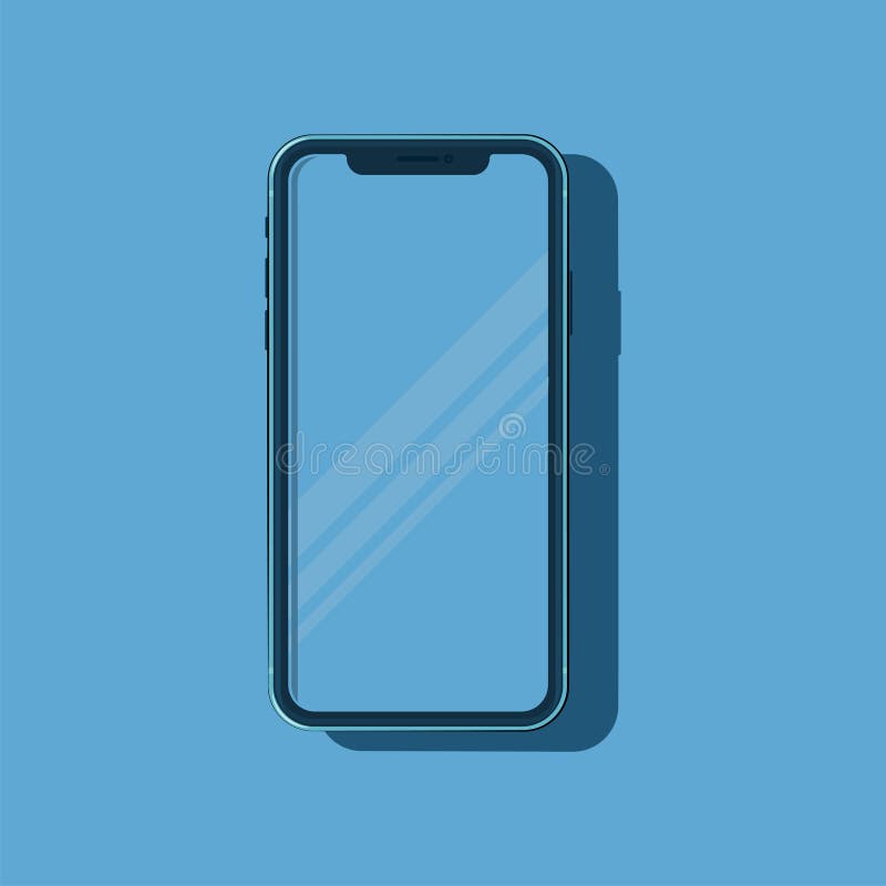 Blue Phone Icon in Flat Style with Elements of Realism on a Blue ...