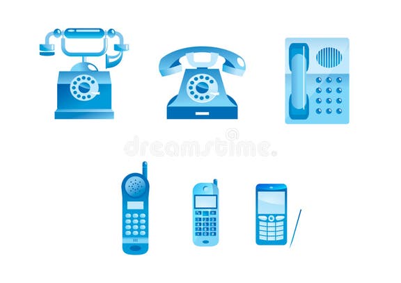 Blue phones stock vector. Illustration of icons, painting - 8258394
