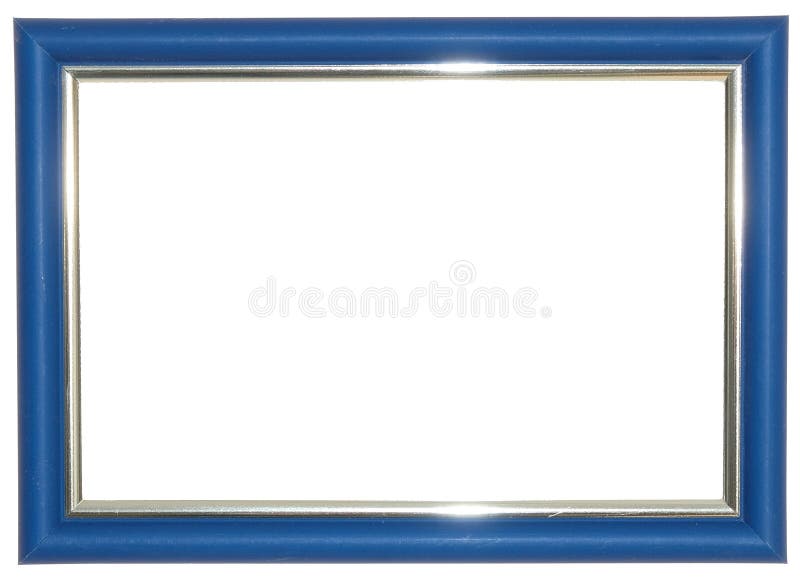 .Blue Photo Frame with a Silver Rim Inside. Isolated Background Stock ...