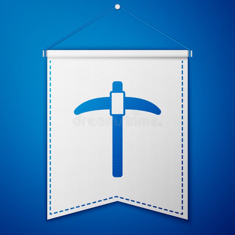 Blue Pickaxe Icon Isolated on Blue Background. White Pennant Template ...