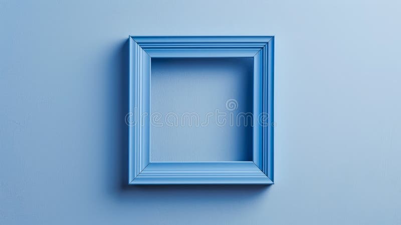 Blue Picture Frame on a Wall Stock Image - Image of display, blank ...