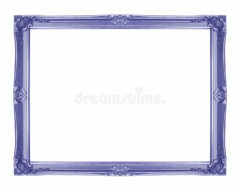 Antique Blue Frame Isolated on White Stock Image - Image of carving ...
