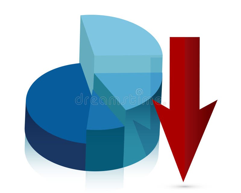 Blue Pie Chart Falling Profits Stock Vector - Illustration of graph ...