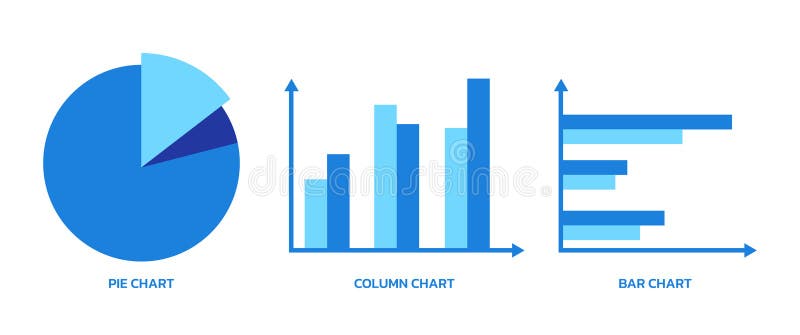 Blue Pie Chart Vector, Column, Bar Infographic Design for Presentation ...