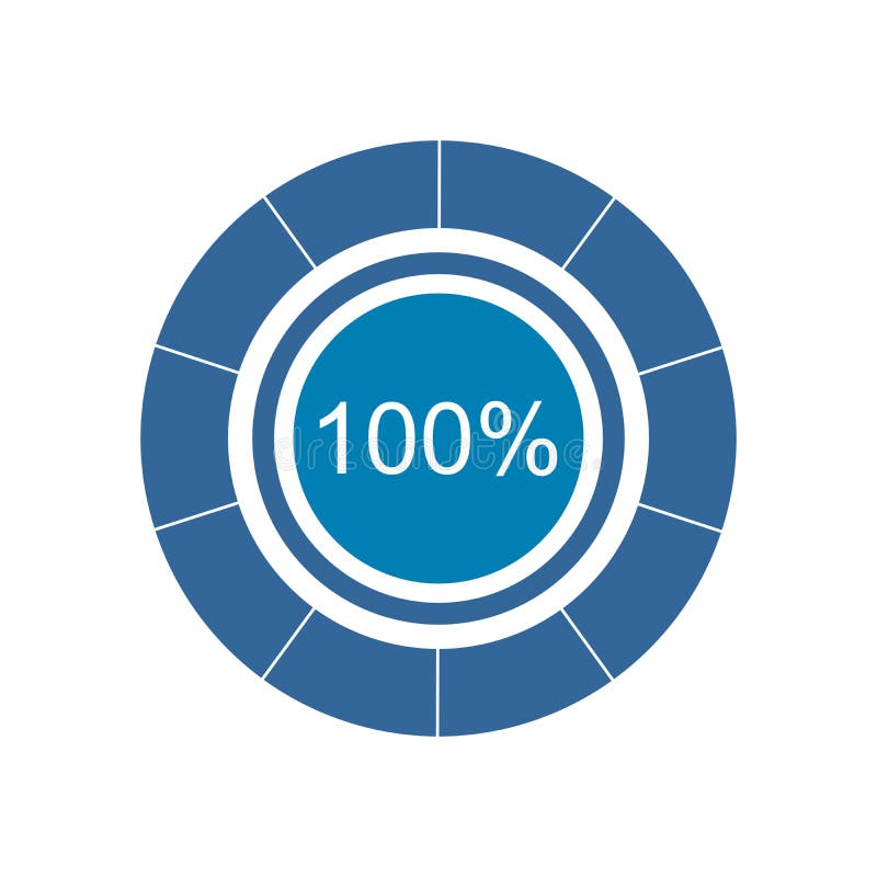 Blue Pie Graph and Chart with 100 Percentage. Stock Vector ...