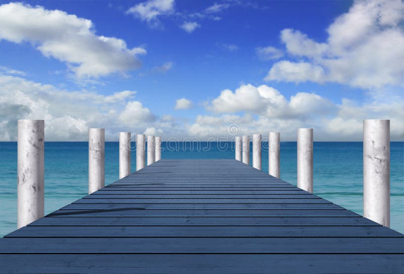 Blue pier stock photo. Image of pier, breeze, waves, weather - 43981162