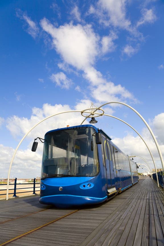 Blue Pier Tram stock image. Image of pier, tourism, tram - 6763859