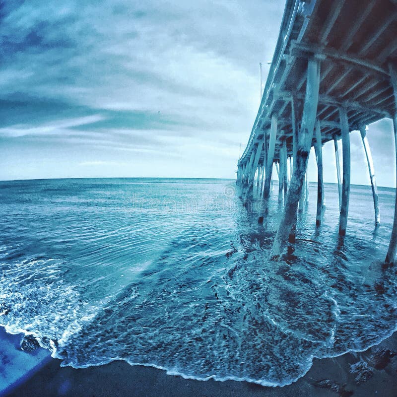 Blue pier stock photo. Image of beach, virginia, pier - 126220252