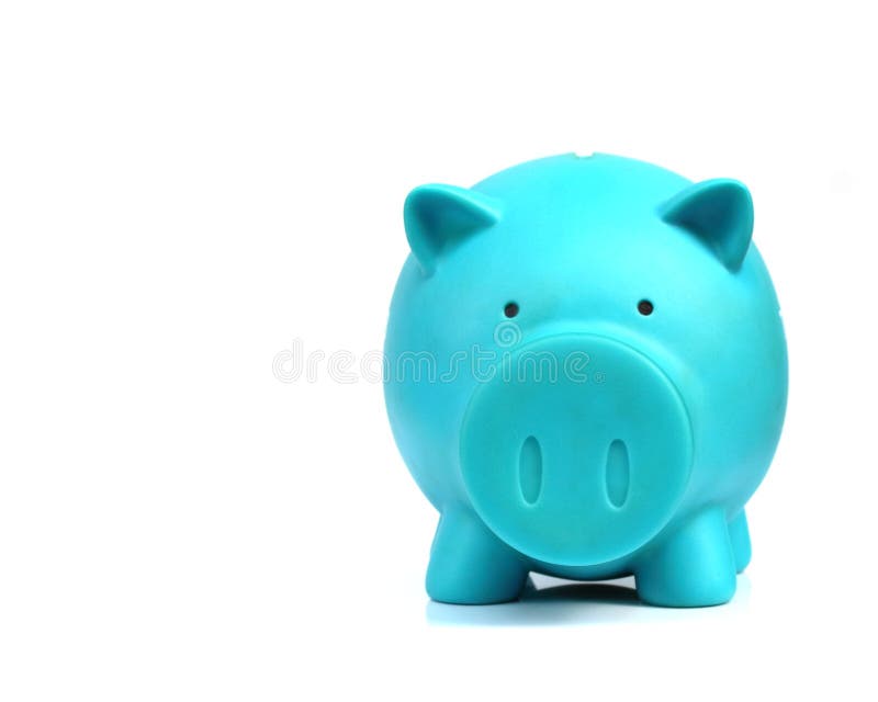 Blue Pig savings on white stock image. Image of white - 138951771