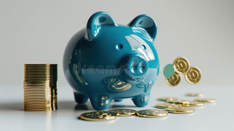 The Blue Piggy Bank. AI Generated Stock Image - Image of earnings ...