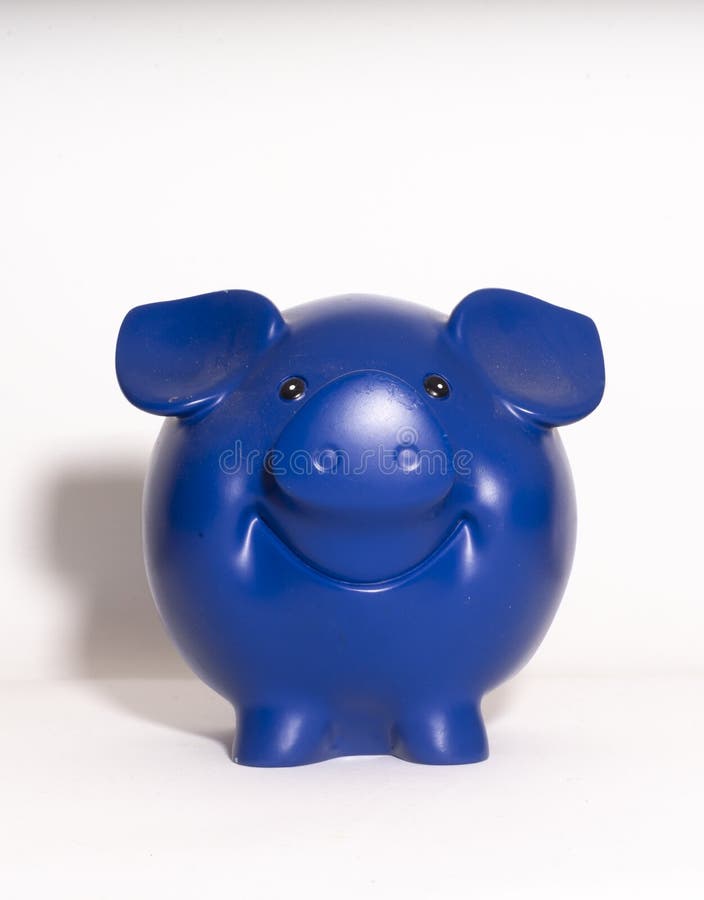 Blue Piggy Bank on White Background Stock Image - Image of piggy ...