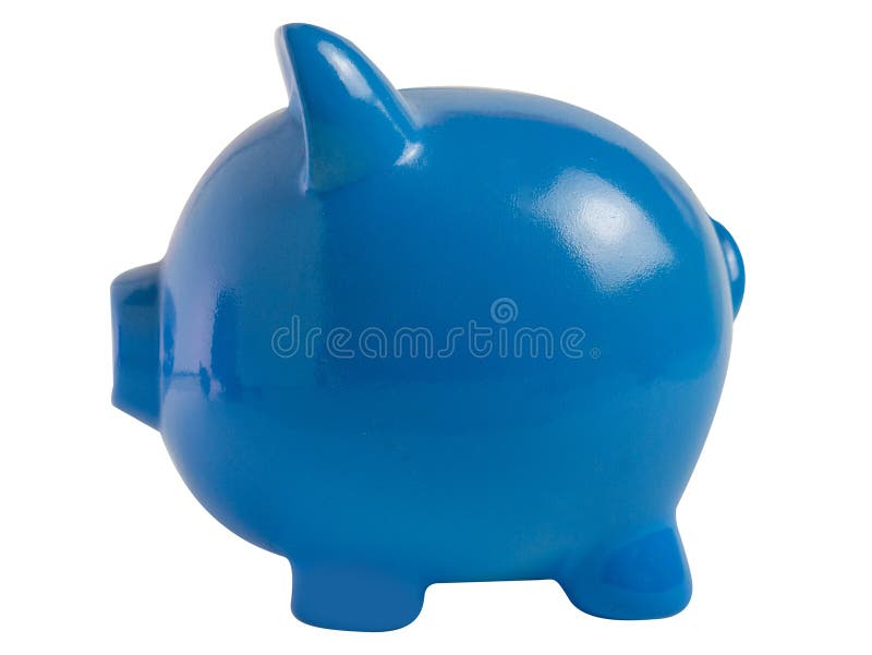 The Blue Piggy Bank on White Background Isolation Image for Earn or ...