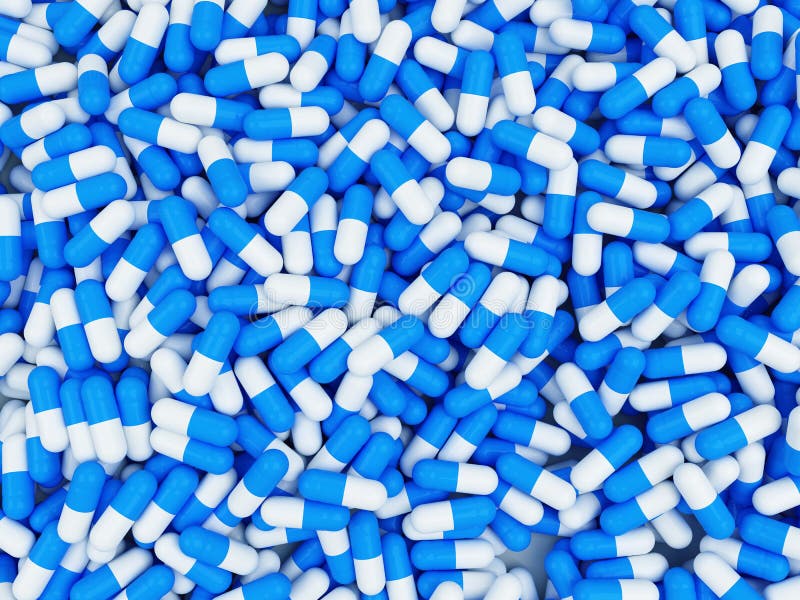 Blue Pills Background- 3D Illustration Stock Photo - Image of blue ...