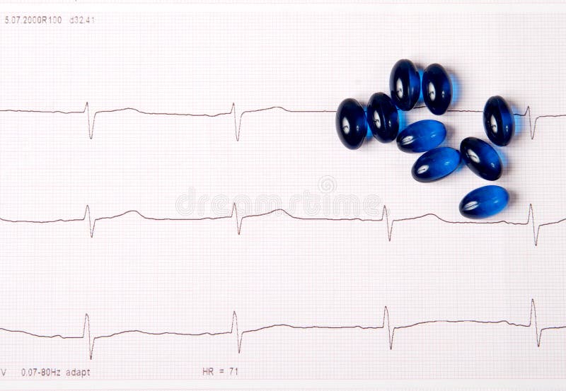 Blue Pills on ECG Chart (electrocardiogram) Stock Image - Image of beat ...