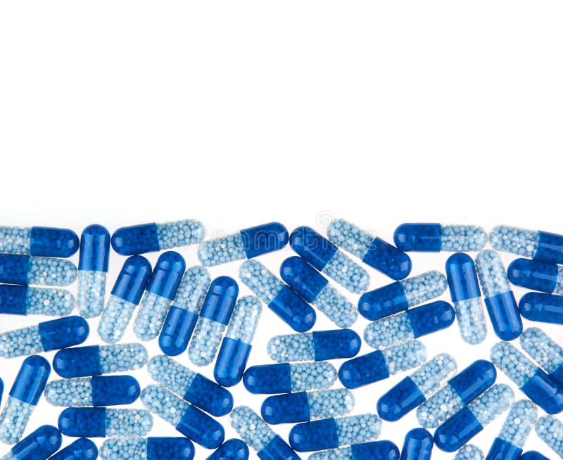 Blue Pills Background Isolated Stock Photo - Image of closeup, disease ...