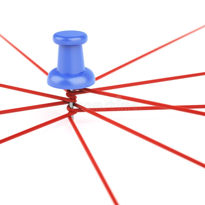 Blue Pin Connected To Others through Rope 3d Illustration Stock ...