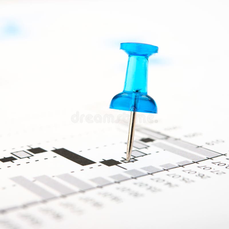 Blue Pin on an Graphs and Charts Stock Photo - Image of diagram, fund ...