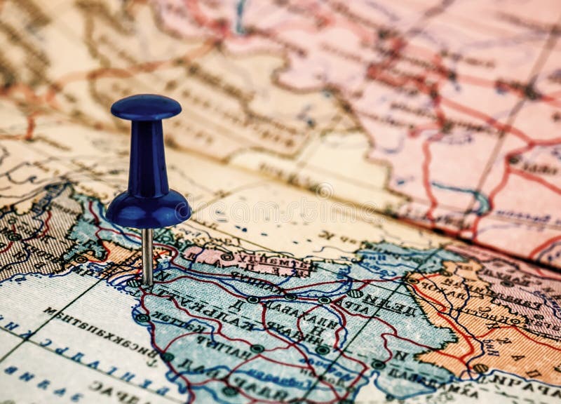 Blue pin in old map stock photo. Image of cartography - 137220294