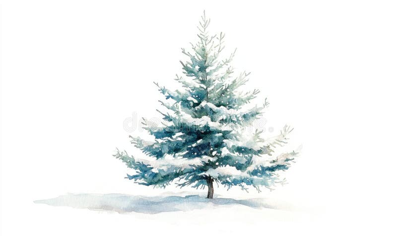 A Blue Pine Tree is the Main Focus of the Image Stock Illustration ...