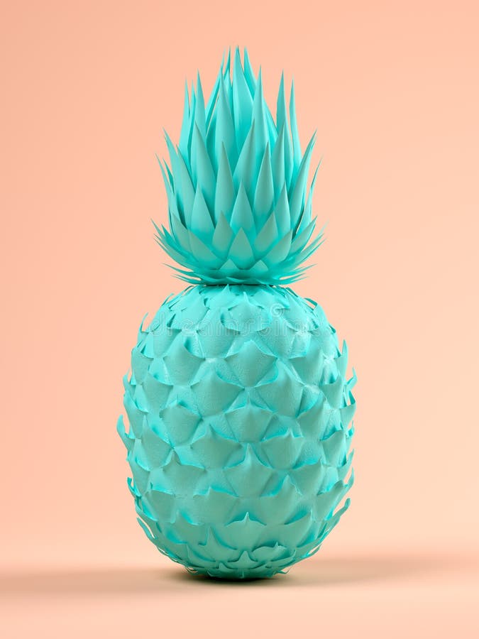 Multicolor Slice Pineapple on Blue Background 3D Rendering Stock ...