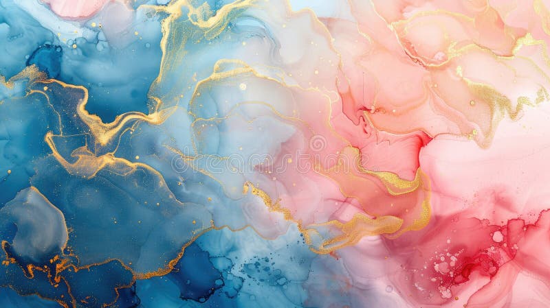 Blue and Pink Abstract Painting with Gold Flecks AIG51A Stock Photo ...