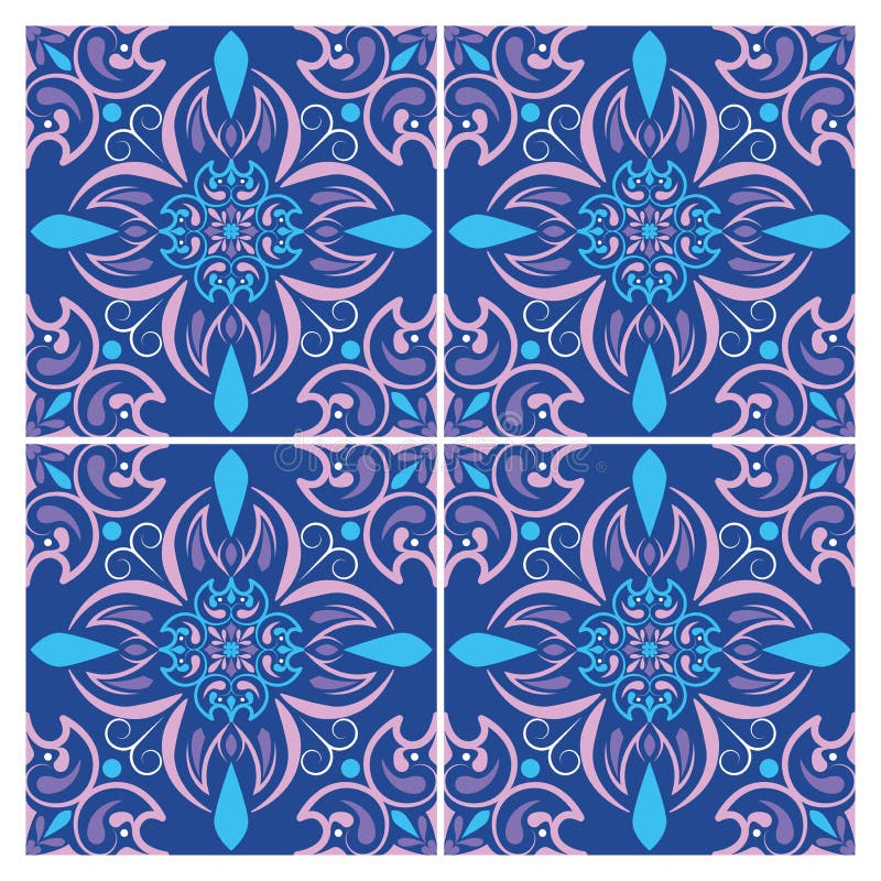 Blue and Pink Art Italian Style Ceramic Pattern Background Stock Vector ...