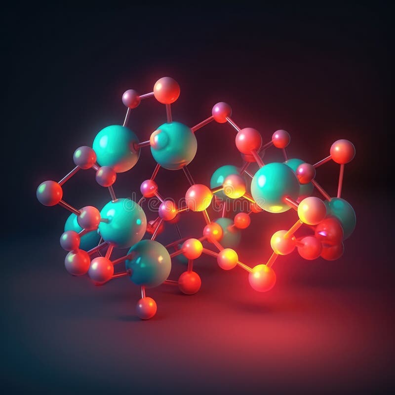 Blue and Pink Atoms Forming Molecular Structure, Created Using ...