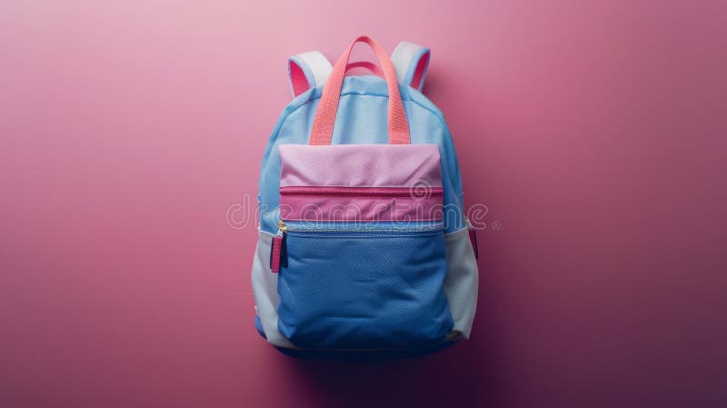 Blue and Pink Backpacks with Pencils Stock Photo - Image of children ...