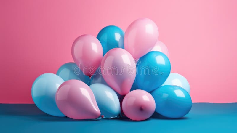 Blue and Pink Balloons on a Colored Background. Copy Space Stock Image ...