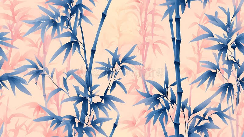 Blue and Pink Bamboo Watercolor Seamless Pattern Stock Illustration - Illustration of painting ...
