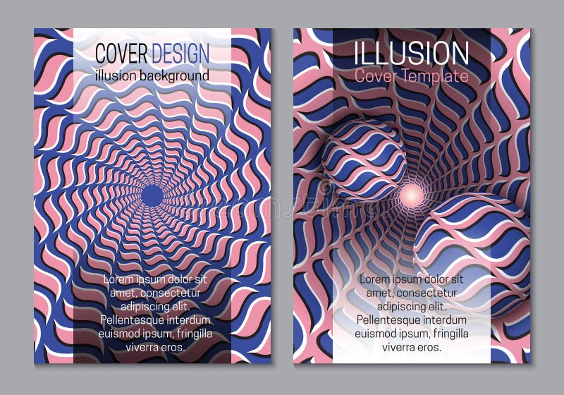 Blue Pink Book Cover Design Template with Optical Motion Illusion ...