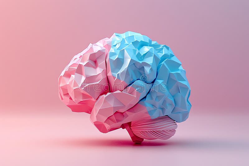 Blue and Pink Brain, AI Generated Stock Illustration - Illustration of ...