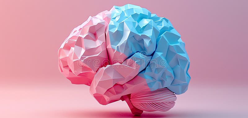 Blue and Pink Brain, AI Generated Stock Illustration - Illustration of ...