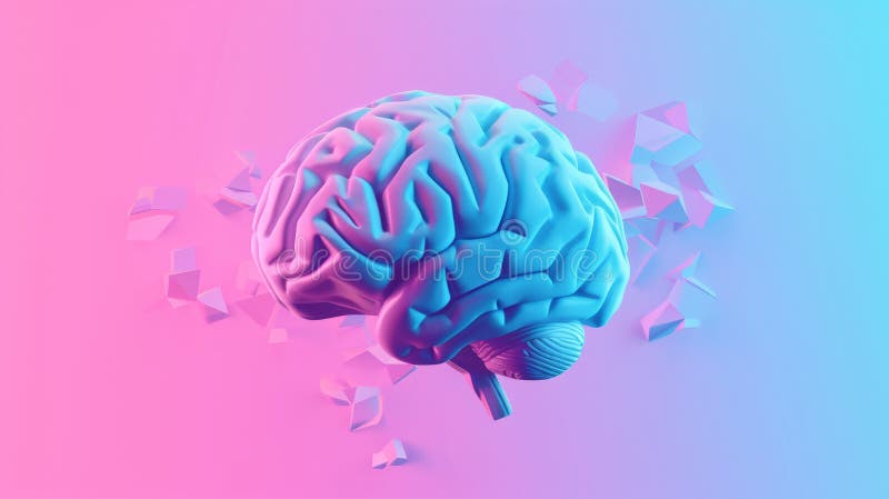 Blue and Pink Brain on Pink and Blue Background Stock Photo - Image of ...